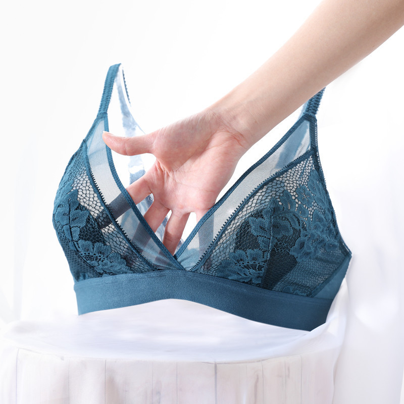 French Triangle Cup Bra Sexy Lace Ultra-thin Bra – Mulla Mall